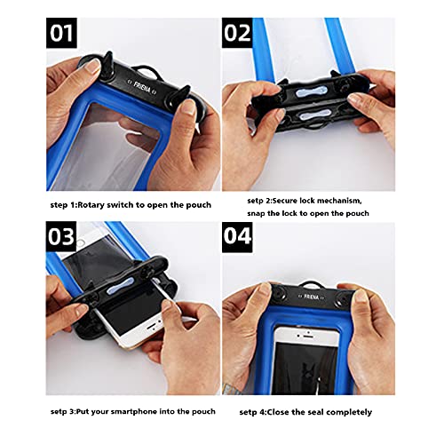 FRIENA Waterproof Phone Pouch IPX8 Universal Waterproof Phone Case Underwater Dry Bags Compatible for iPhone 12/SE/11 Pro/XS Max/XR/X/8P Galaxy S20/S10/S9 Up to 6.9"