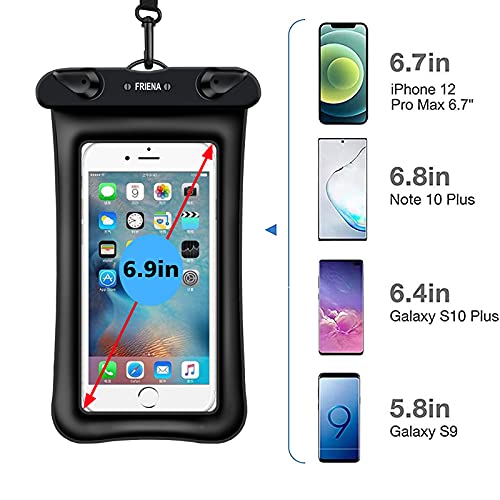 FRIENA Waterproof Phone Pouch IPX8 Universal Waterproof Phone Case Underwater Dry Bags Compatible for iPhone 12/SE/11 Pro/XS Max/XR/X/8P Galaxy S20/S10/S9 Up to 6.9"