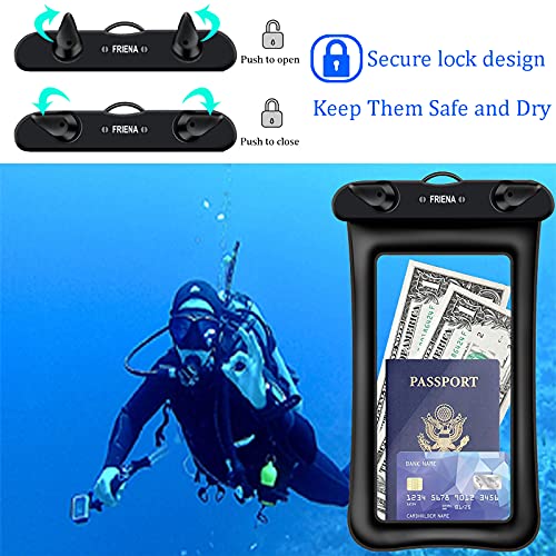 FRIENA Waterproof Phone Pouch IPX8 Universal Waterproof Phone Case Underwater Dry Bags Compatible for iPhone 12/SE/11 Pro/XS Max/XR/X/8P Galaxy S20/S10/S9 Up to 6.9"