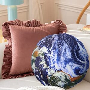 WOWMAX Three-Dimensional Curve Floor Pillows Creative Home Decoration Analog Planet Stuffed Pillows Photo Or Film Props Throw Pillows 10x10Inches Earth