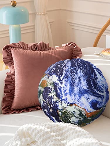 WOWMAX Three-Dimensional Curve Floor Pillows Creative Home Decoration Analog Planet Stuffed Pillows Photo Or Film Props Throw Pillows 10x10Inches Earth