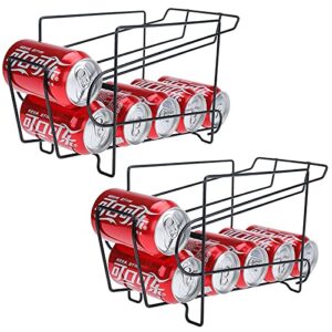 homokus 2 pack soda can organizer for refrigerator, 2-tier soda can dispenser for refrigerator, 10 cans soda can dispenser for pantry, wire frame with anti-corrosion baking paint (black)