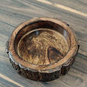 Handmade Wooden Classic Tray Platter With Tree Bark Vintage Display Serving Plat Platter (Pack of 3)