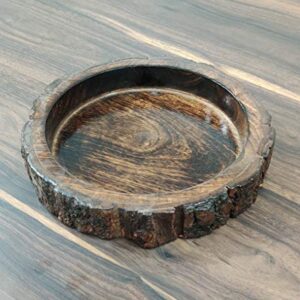 Handmade Wooden Classic Tray Platter With Tree Bark Vintage Display Serving Plat Platter (Pack of 3)