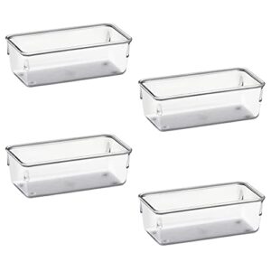 acrimet desk drawer organizer box tray storage bins modular divider for home, kitchen, office and storage (clear crystal plastic) (4 pack - 6.25" x 3.13" x 2.13")