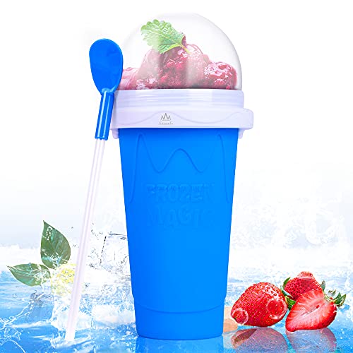 Ansamly Slushy Maker Cup,TIK TOK Magic Quick Frozen Smoothies Cups,Ice Cream Maker Cup with Travel Easy-carry,Slushies and Homemade Milk shake in Minutes,Blue