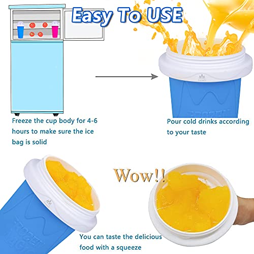 Ansamly Slushy Maker Cup,TIK TOK Magic Quick Frozen Smoothies Cups,Ice Cream Maker Cup with Travel Easy-carry,Slushies and Homemade Milk shake in Minutes,Blue