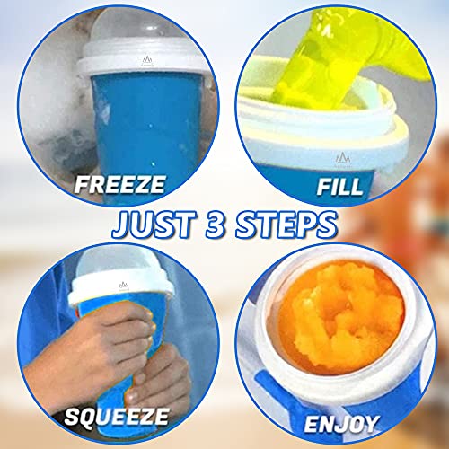 Ansamly Slushy Maker Cup,TIK TOK Magic Quick Frozen Smoothies Cups,Ice Cream Maker Cup with Travel Easy-carry,Slushies and Homemade Milk shake in Minutes,Blue