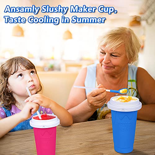 Ansamly Slushy Maker Cup,TIK TOK Magic Quick Frozen Smoothies Cups,Ice Cream Maker Cup with Travel Easy-carry,Slushies and Homemade Milk shake in Minutes,Blue