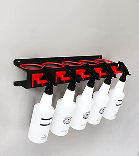 DALLYOUGU Spray Bottle Rack Storage,Spray Bottle Holder Wall Mount, Spray Storage Rack Organizer Aerosol Can Rack Organizer With 5 Holes And 5 Plastic Hanging Hooks Cleaning Detailing Tools Hanger