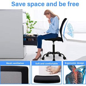 Armless Office Chair Ergonomic Computer Chair Student Desk Chair Height Adjustable Home Office Chair with Wheels Mid-Back Mesh Chair Swivel Task Chair for Small Space Bedroom, Black