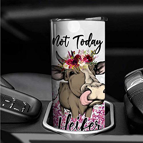 Homega Heifer Straight Tumbler Mug 30oz Cow Skinny Travel Mug Not Today Heifer Vacuum Insulated Coffee Cups Pink Double Wall Thermal Water Bottle for Car Travel Work Sport