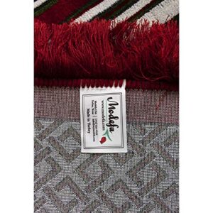 Modefa Turkish Prayer Rug | Wide 8 Multi Person Velvet Namaz Sajadah Janamaz | Family Group Mosque Carpet (Red #2)