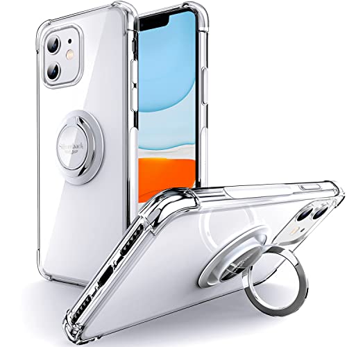 Silverback Designed for iPhone 11 Case Clear with Ring Kickstand, Protective Soft TPU Shock -Absorbing Bumper Shockproof Phone Case for Apple iPhone 11 6.1 inch -Clear