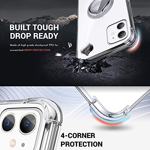 Silverback Designed for iPhone 11 Case Clear with Ring Kickstand, Protective Soft TPU Shock -Absorbing Bumper Shockproof Phone Case for Apple iPhone 11 6.1 inch -Clear