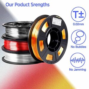 Silk PLA 3D Printer Filament 1.75mm Bundle,Shiny Silk Gold Silver White Red Metallic pla 3D Printing Filament 4 Pack Each Small Spool 0.25kg Multipack