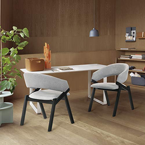 Armen Living Talulah Fabric and Veneer Dining Side Chairs-Set of 2, 19" Seat Height, Gray/Black