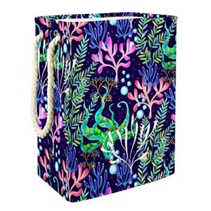 deyya waterproof laundry baskets tall sturdy foldable dark coral print hamper for adult kids teen boys girls in bedrooms bathroom