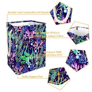 DEYYA Waterproof Laundry Baskets Tall Sturdy Foldable Dark Coral Print Hamper for Adult Kids Teen Boys Girls in Bedrooms Bathroom