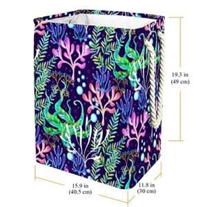 DEYYA Waterproof Laundry Baskets Tall Sturdy Foldable Dark Coral Print Hamper for Adult Kids Teen Boys Girls in Bedrooms Bathroom