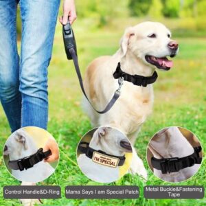 Tactical Dog Collar - KCUCOP Military Dog Collar with Mama Says I m Special Patch Thick with Handle K9 Collar Tactipup Dog Collars Adjustable Heavy Duty Metal Buckle for M,L,XL Dogs(Black-L)