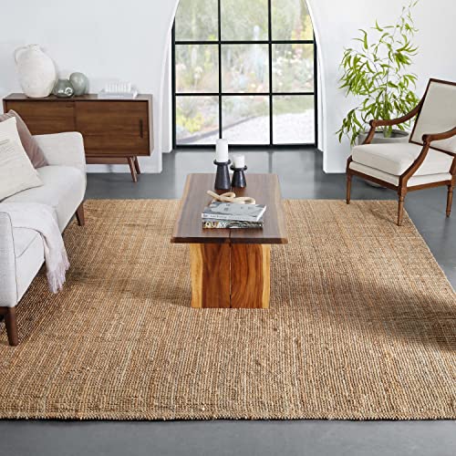 Well Woven Lani Boucle Hand-Woven Jute Farmhouse Solid Pattern Natural Chuncky-Textured 8' x 10' Area Rug