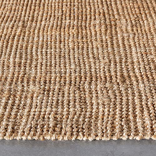 Well Woven Lani Boucle Hand-Woven Jute Farmhouse Solid Pattern Natural Chuncky-Textured 8' x 10' Area Rug