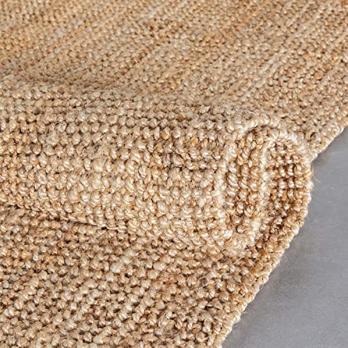 Well Woven Lani Boucle Hand-Woven Jute Farmhouse Solid Pattern Natural Chuncky-Textured 8' x 10' Area Rug