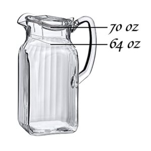 Amazing Abby - Quadly Bandly - Acrylic Pitcher (64 oz), Clear Plastic Water Pitcher with Lid, Fridge Jug, BPA-Free, Shatter-Proof, Great for Iced Tea, Sangria, Lemonade, Juice, Milk, and More