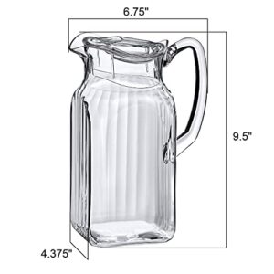 Amazing Abby - Quadly Bandly - Acrylic Pitcher (64 oz), Clear Plastic Water Pitcher with Lid, Fridge Jug, BPA-Free, Shatter-Proof, Great for Iced Tea, Sangria, Lemonade, Juice, Milk, and More