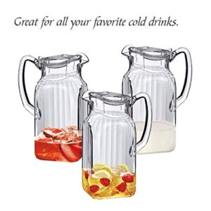 Amazing Abby - Quadly Bandly - Acrylic Pitcher (64 oz), Clear Plastic Water Pitcher with Lid, Fridge Jug, BPA-Free, Shatter-Proof, Great for Iced Tea, Sangria, Lemonade, Juice, Milk, and More