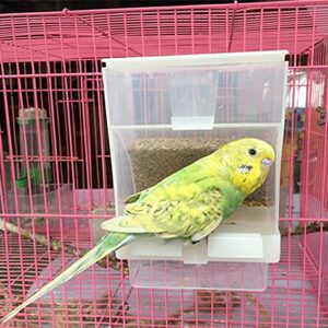 Spill-Proof No-Mess Pet Bird Feeder Parrot Automatic Feeder Seed Food Container Perch Cage Accessories for Budgerigar Canary Cockatiel Finch Parakeet Green Cheek Conures Parrotlets