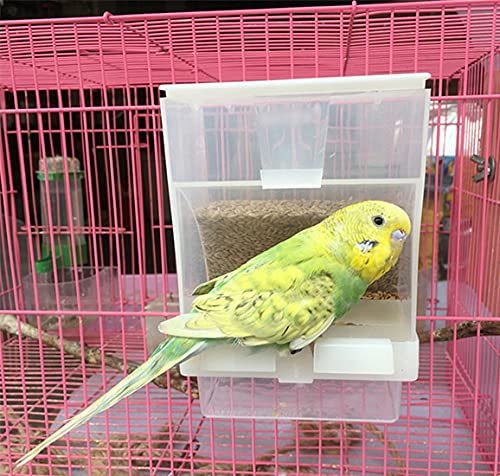 Spill-Proof No-Mess Pet Bird Feeder Parrot Automatic Feeder Seed Food Container Perch Cage Accessories for Budgerigar Canary Cockatiel Finch Parakeet Green Cheek Conures Parrotlets