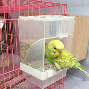 Spill-Proof No-Mess Pet Bird Feeder Parrot Automatic Feeder Seed Food Container Perch Cage Accessories for Budgerigar Canary Cockatiel Finch Parakeet Green Cheek Conures Parrotlets