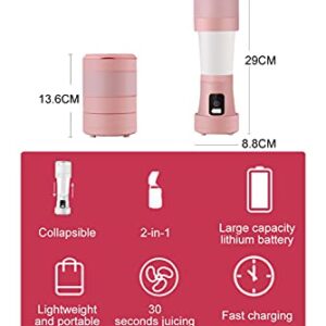 Portable Collapsible Blender with USB Rechargeable Personal Juicer Cup with 4000mAh Battery Mini Blender with Carry Handle Travel Blender for Camping/Office