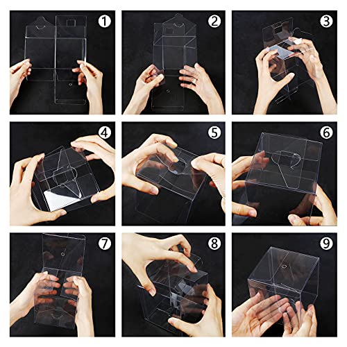 LEMESO 10 Pcs Gift Boxes Candy Apple Box Clear Boxes Transparent Clear with Hole Top, Great for Packing Caramel Apples Party Dessert, 4 x 4 x 4 inch