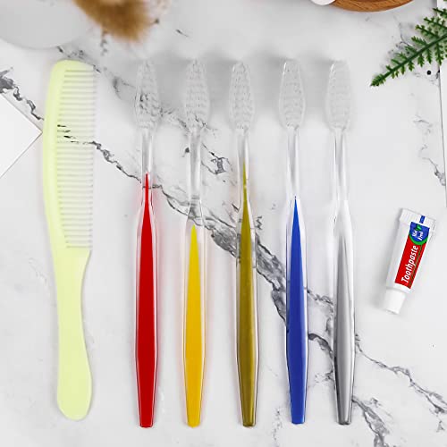 Travel Toothbrushes Kit,60 Pack Individually Wrapped Disposable Toothbrushes with Toothpaste and Hair Combs Travel Toothbrush Set for Homeless,Hotel