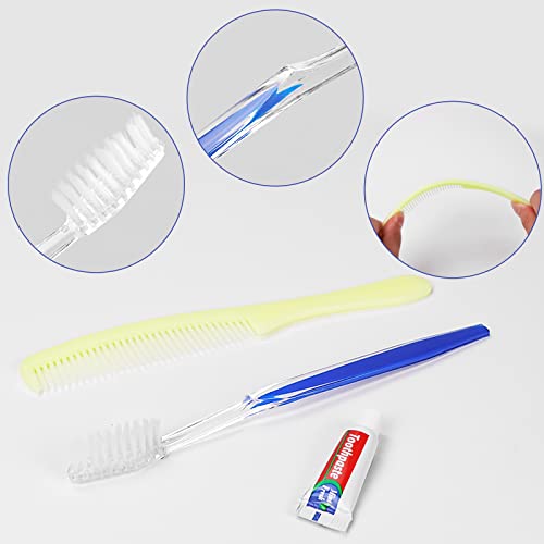 Travel Toothbrushes Kit,60 Pack Individually Wrapped Disposable Toothbrushes with Toothpaste and Hair Combs Travel Toothbrush Set for Homeless,Hotel