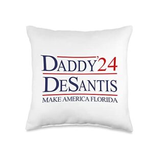 daddy 24 desantis 2024 election daddy 2024 desantis make america florida throw pillow, 16x16, multicolor