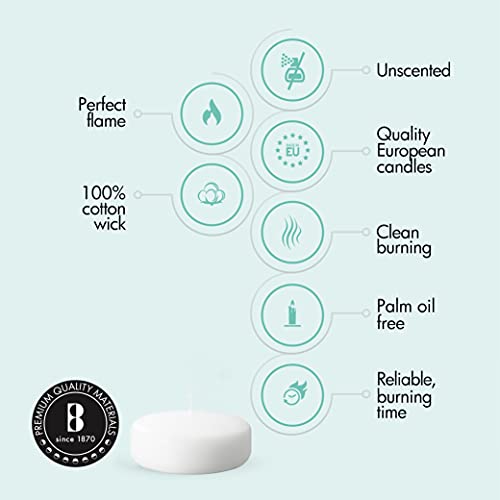 BOLSIUS Unscented Floating Candles - Pure Rich Creamy 3" White, Set Of 12 - European Quality - Imbue Breathtaking Ambiance for Romantic Wedding Centerpieces, Decorations, Events, Pool, Holiday Parties