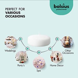 BOLSIUS Unscented Floating Candles - Pure Rich Creamy 3" White, Set Of 12 - European Quality - Imbue Breathtaking Ambiance for Romantic Wedding Centerpieces, Decorations, Events, Pool, Holiday Parties