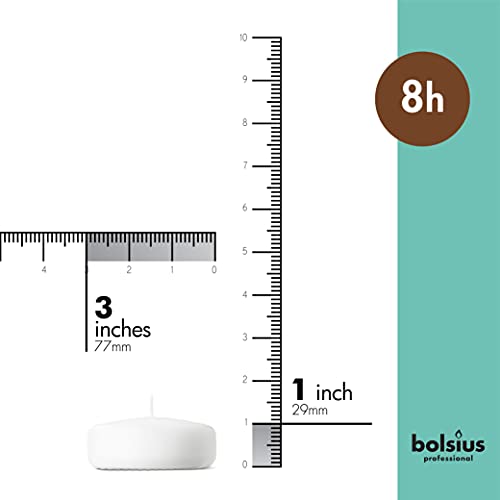 BOLSIUS Unscented Floating Candles - Pure Rich Creamy 3" White, Set Of 12 - European Quality - Imbue Breathtaking Ambiance for Romantic Wedding Centerpieces, Decorations, Events, Pool, Holiday Parties