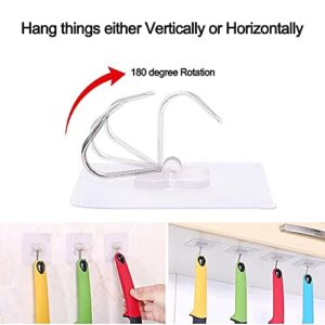 DKKO Wall Hooks Adhesive Hanger Transparent Reusable Seamless Hooks for Hanging Heavy Duty Sticky Wall Hooks for Bathroom Kitchen Office Window 10 Pack