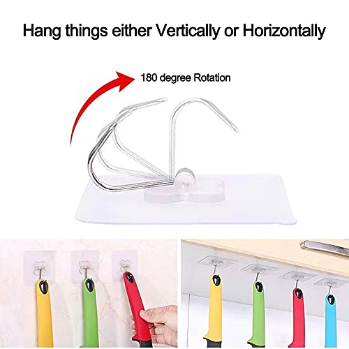 DKKO Wall Hooks Adhesive Hanger Transparent Reusable Seamless Hooks for Hanging Heavy Duty Sticky Wall Hooks for Bathroom Kitchen Office Window 10 Pack