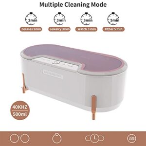 NAVOROGE Ultrasonic Cleaner Machine, 40KHZ Portable Sonic Jewelry Cleaner for Rings,Watches,Glasses,Jewelry,Diamonds,Coins, Dentures,Ultrasonic Cleaner Machine with Basket(500ML)