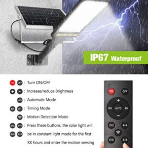 APONUO Solar Street Lights 2 Packs,100W Solar Street Light Outdoor Dusk to Dawn Lamp 98 LEDs 7000K Motion Sensor Light with Remote Control Pole Security Led Flood Light for Yard, Patio