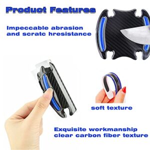 NOI 8Pcs Fashion Universal 3D Carbon Fiber Texture Car Door Handle Reflective Sticker Door Bowl Paint Scratch Protector Protective Cover Protective Film Safety Warning Function（Blue）