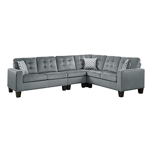 Lexicon Leighton Fabric Reversible Sectional Sofa, Gray