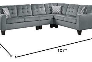 Lexicon Leighton Fabric Reversible Sectional Sofa, Gray