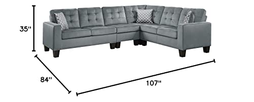 Lexicon Leighton Fabric Reversible Sectional Sofa, Gray